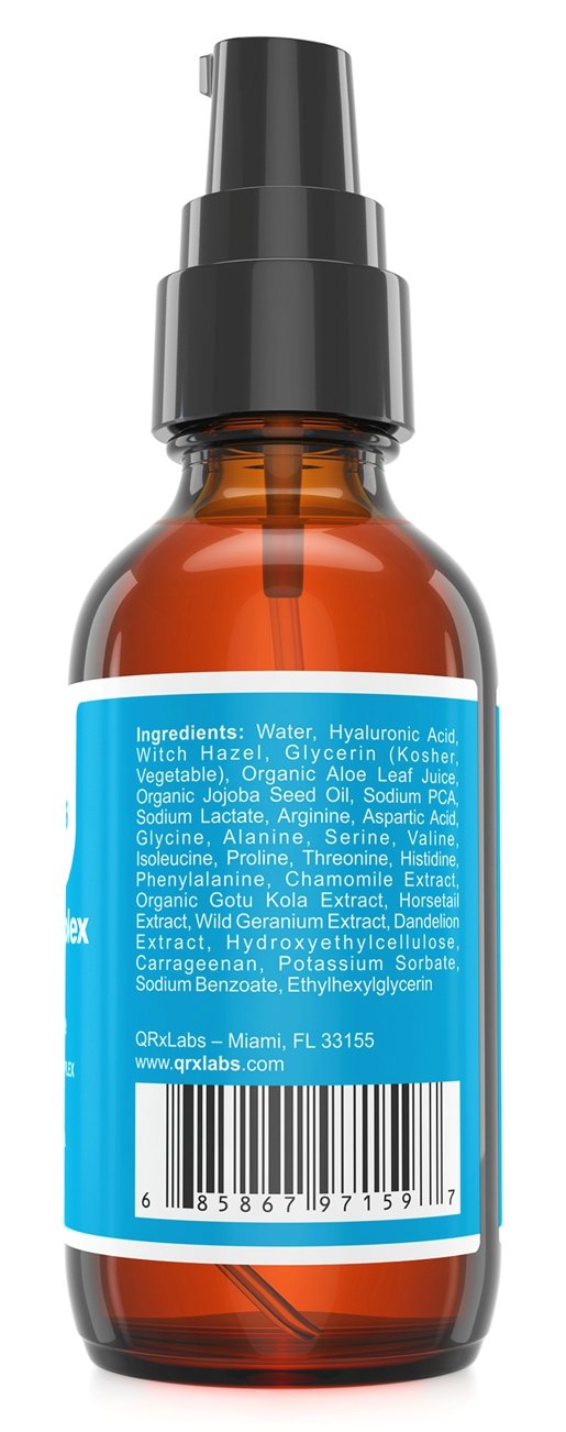 QRxLabs Peptide Complex Serum for Face - Collagen Booster with Hyaluronic Acid & Chamomile Extract - Reduces Wrinkles, Heals & Repairs Skin, Tightening Effect - Hyaluronic Acid Serum for Face