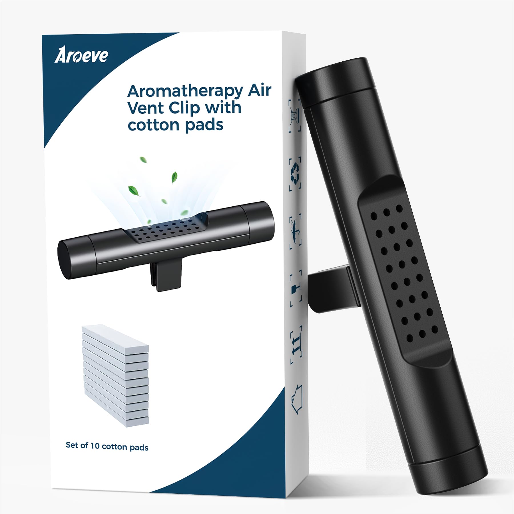 AROEVE Air Purifier Mini Diffuser Vent Clip Design for MK03, MK04, MKD05, MK07, MK08Include A Essential Oil Diffuser and 10 Packs Cotton Pads, Black