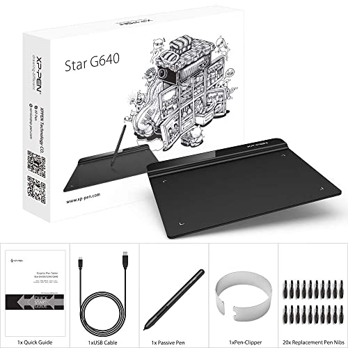 Drawing Tablet XPPen StarG640 Digital Graphic Tablet 6x4 Inch Art Tablet with Battery-Free Stylus Pen Tablet for Mac, Windows and Chromebook (Drawing/E-Learning/Remote-Working)