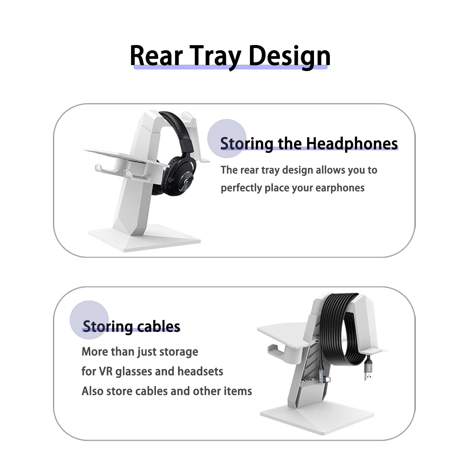VR Stand Accessories for Oculus Quest 2/Rift S/Valve Index/HP Reverb G2 VR Headset and Touch Controllers (White)
