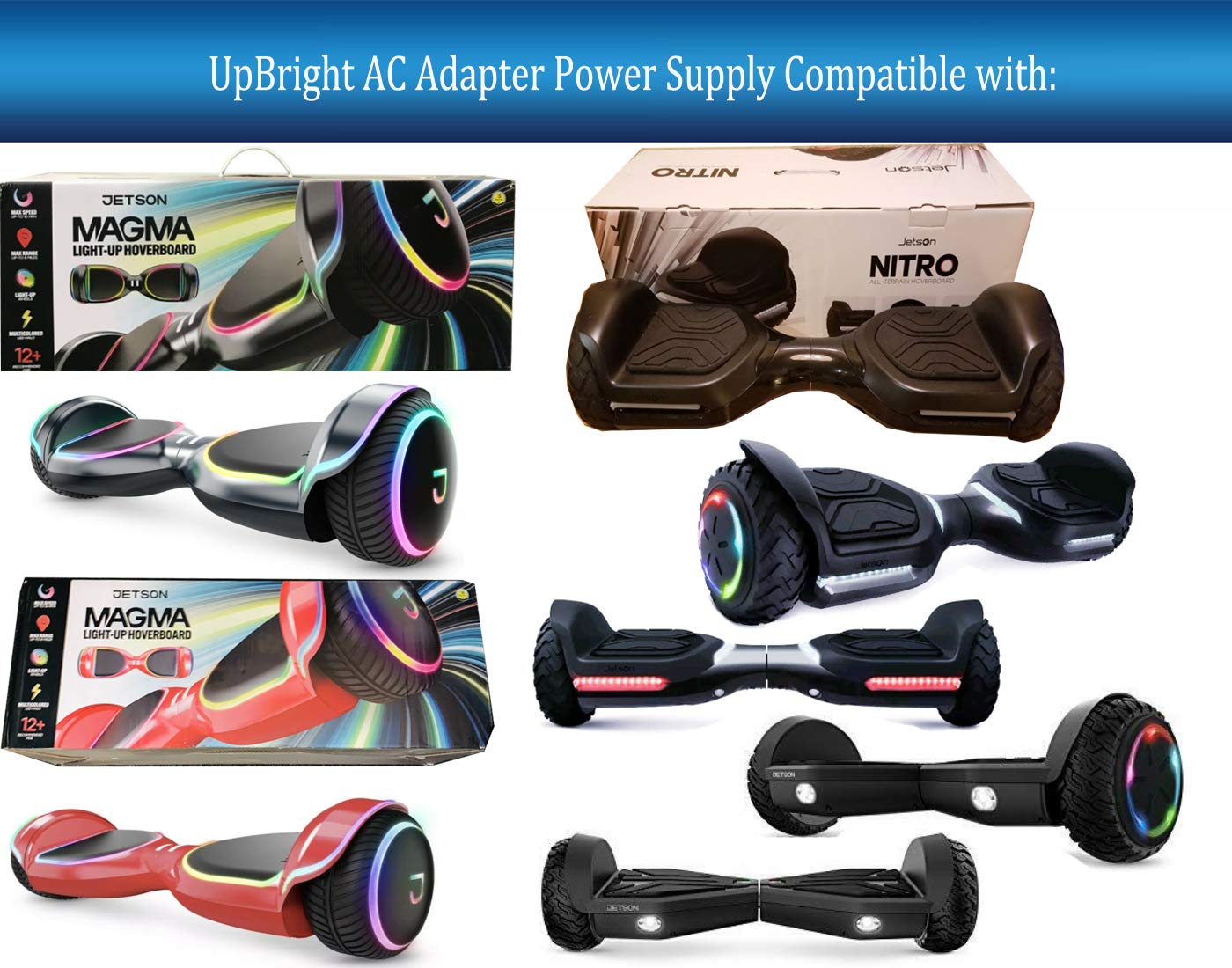 UpBright 3-Prong 42V AC/DC Adapter Compatible with Jetson Sphere JSPHER-BLK JSPHER-RED Magma JMGMA-BLK Aero JAERO-BLK Nitro JNITRO-BLK 36V 2.0Ah Lithium-ion Battery Hover Board FY0424201000 Charger