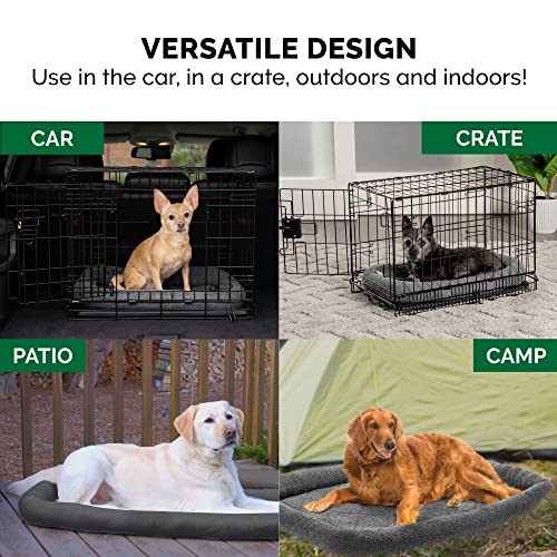 Furhaven Dog Bed for Extra Small Dogs & Indoor Cats, 100% Washable, Sized to Fit Crates - Sherpa Fleece Bolster Crate Pad - Gray, Extra Small