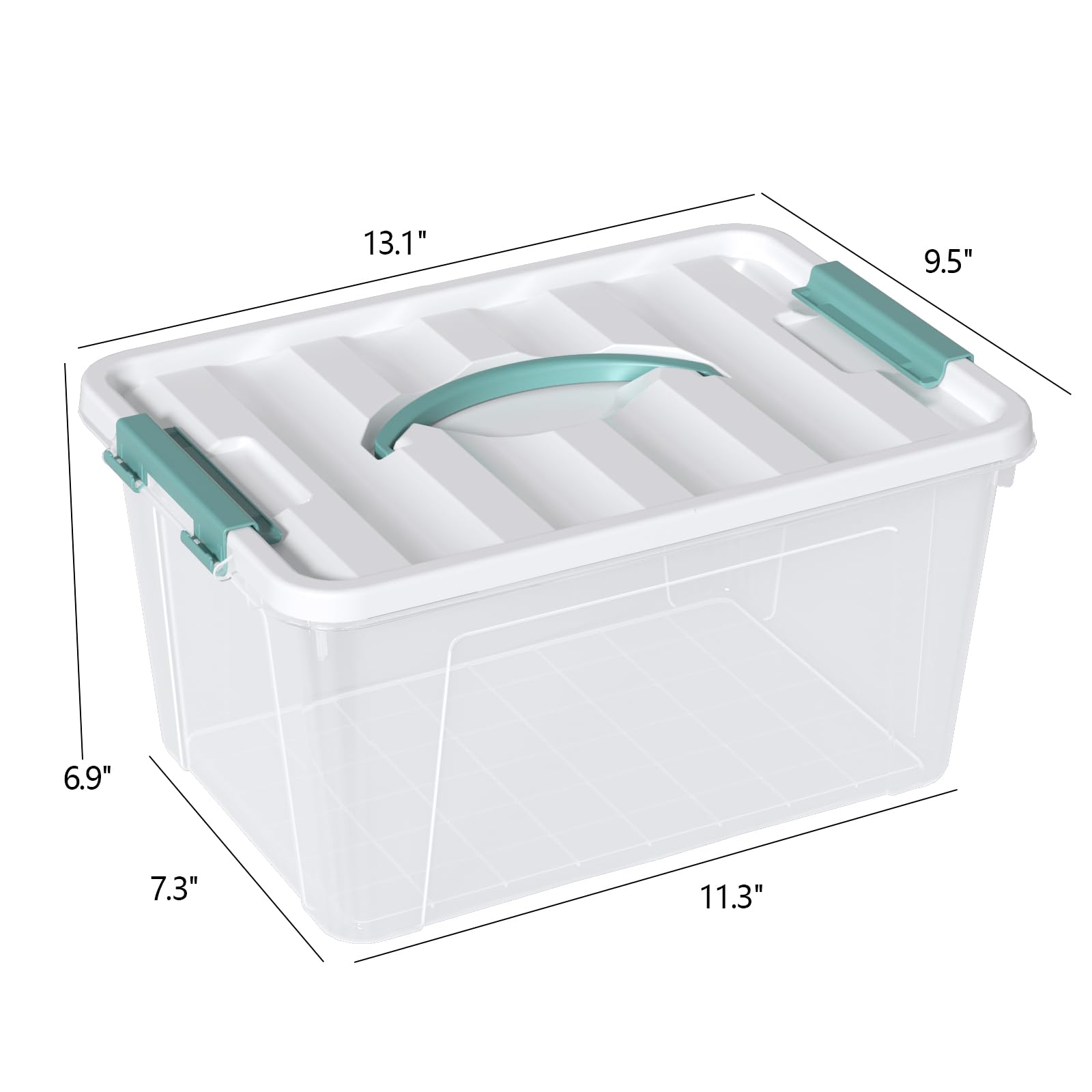 CadineUS 14 Quart Clear Storage Totes with Handles, Plastic Latch Box Set of 6