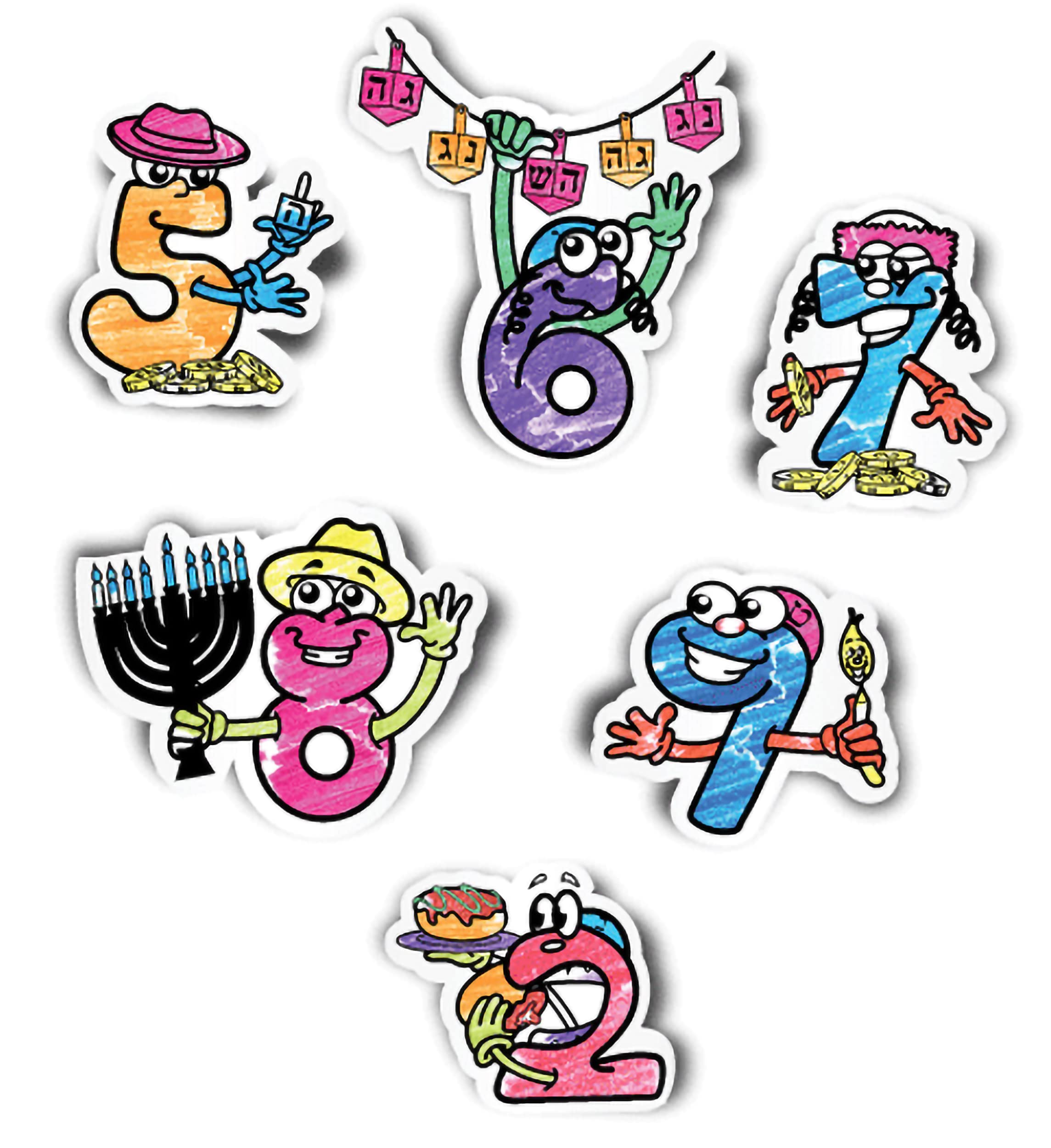 Izzy 'n' Dizzy Hanukkah Color-in Stickers Art Kit - Includes 8" x 6" board and 4 Crayons - Chanukah Arts and Crafts - Gifts and Games