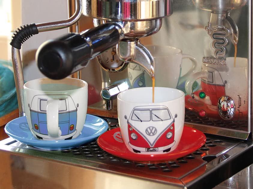 BRISA VW Collection - Volkswagen Espresso Cups Coffee-Tea-Cappuccino Set in T1 Bus Design (Bus Front/2 Colors/2-Piece Set/100ml/3.4 fl oz)