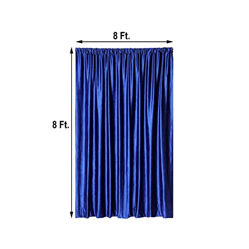 Efavormart 8Ft H x 8Ft W Premium Royal Blue Velvet Backdrop Curtain Panel Drape Background for Events