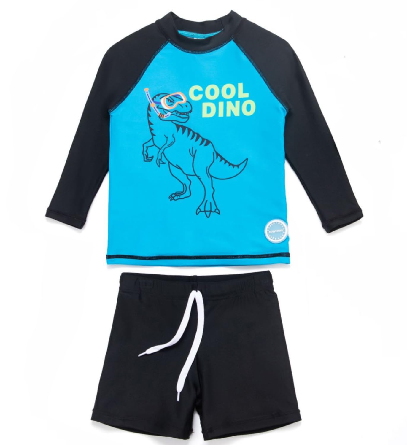BONVERANO Baby Boy Two Pieces Swimsuit, UPF 50+ Sun Protection Rash Guard Sets (Cool Dino, 24-36 Months)