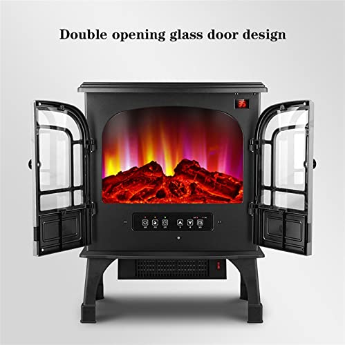 Electric Fireplace Electric Fireplace Heater, Freestanding Fireplace Stove with 3D Log and Fire Effect, Overheating Safety Protection, Remote Control - 2000W Black Atomizing Fireplace