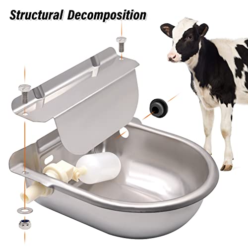 HHNIULI 2.5L/84.5oz Automatic Dog Waterer, 2 PCS 304 Stainless Steel Automatic Animal Drinking Water Bowl Trough Dispenser for Dogs Horses Cattle Sheep Goat Chicken β