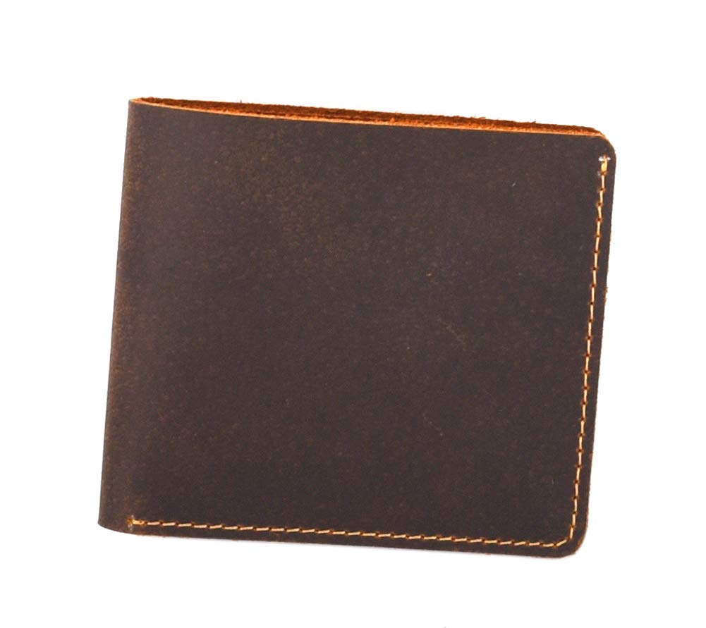 HUAMEIBANG Unisex Leather Simple Wallet Card Holder (Dark Brown)