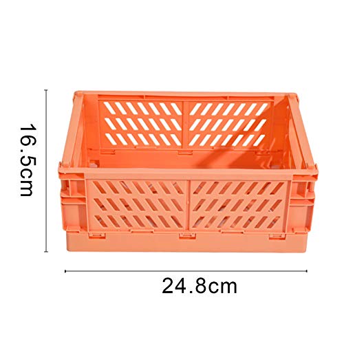 Collapsible Plastic Storage Bins, Collapsible Utility Bin Organization and Storage, Stackable Storage Bins Utility Folding Basket, Home Crate Box for for Home & Garage Organization (L, Pink)