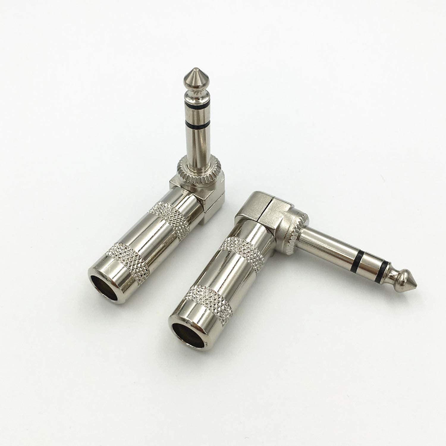 HUASEN 1/4" Audio Plugs 6.35 mm Plug TRS Male 1/4 inch Solder Type Stereo Plug Right Angle Design Connector for DJ Mixer Speaker Cables Guitar Cables Phono Patch Cable Microphone Cables