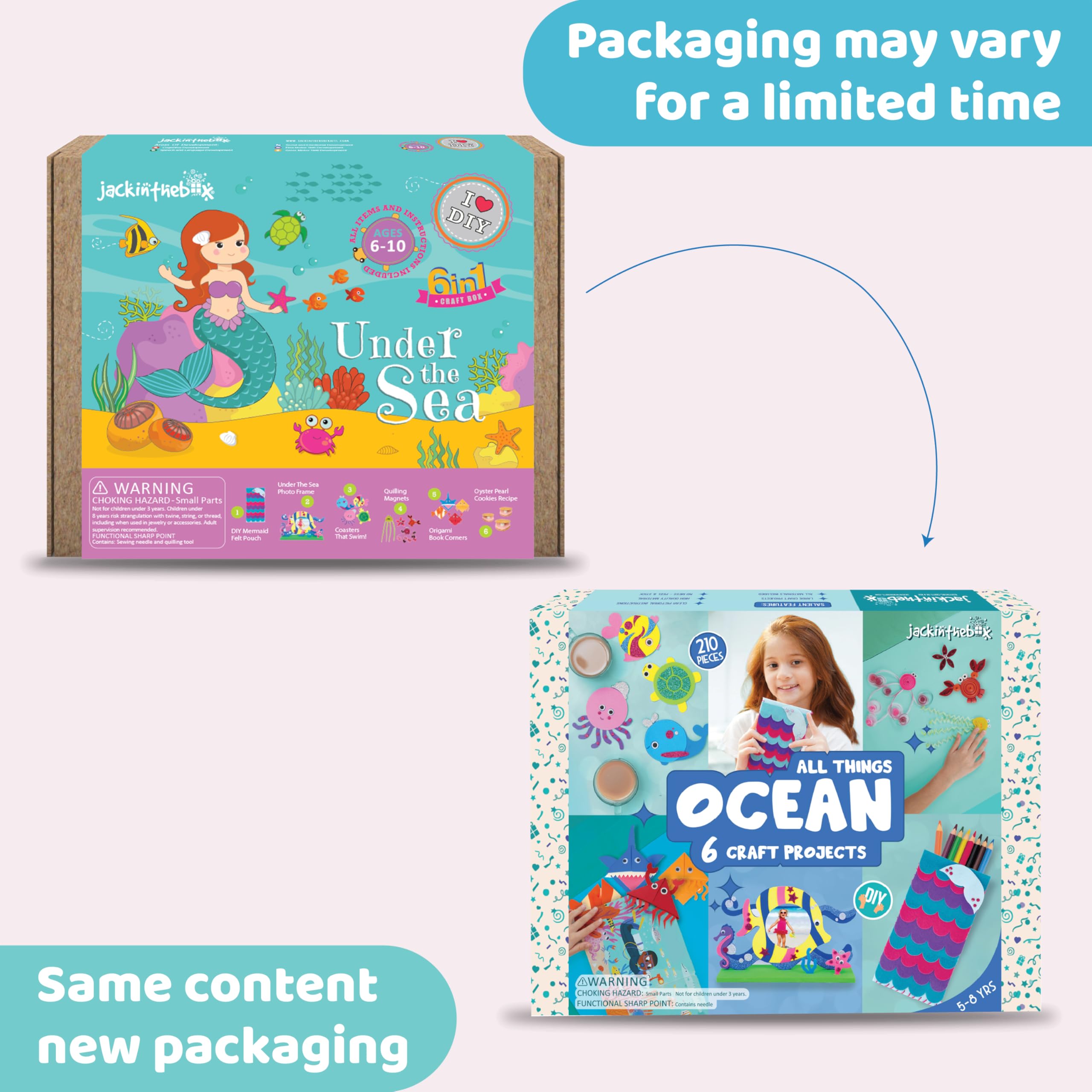 jackinthebox Under The Sea Themed Craft Kit | Includes Beautiful Felt Mermaid Sewing Kit | 6 Different Crafts-in-1 | Best Gift Girls Ages 6 to 10 Years (6-in-1)
