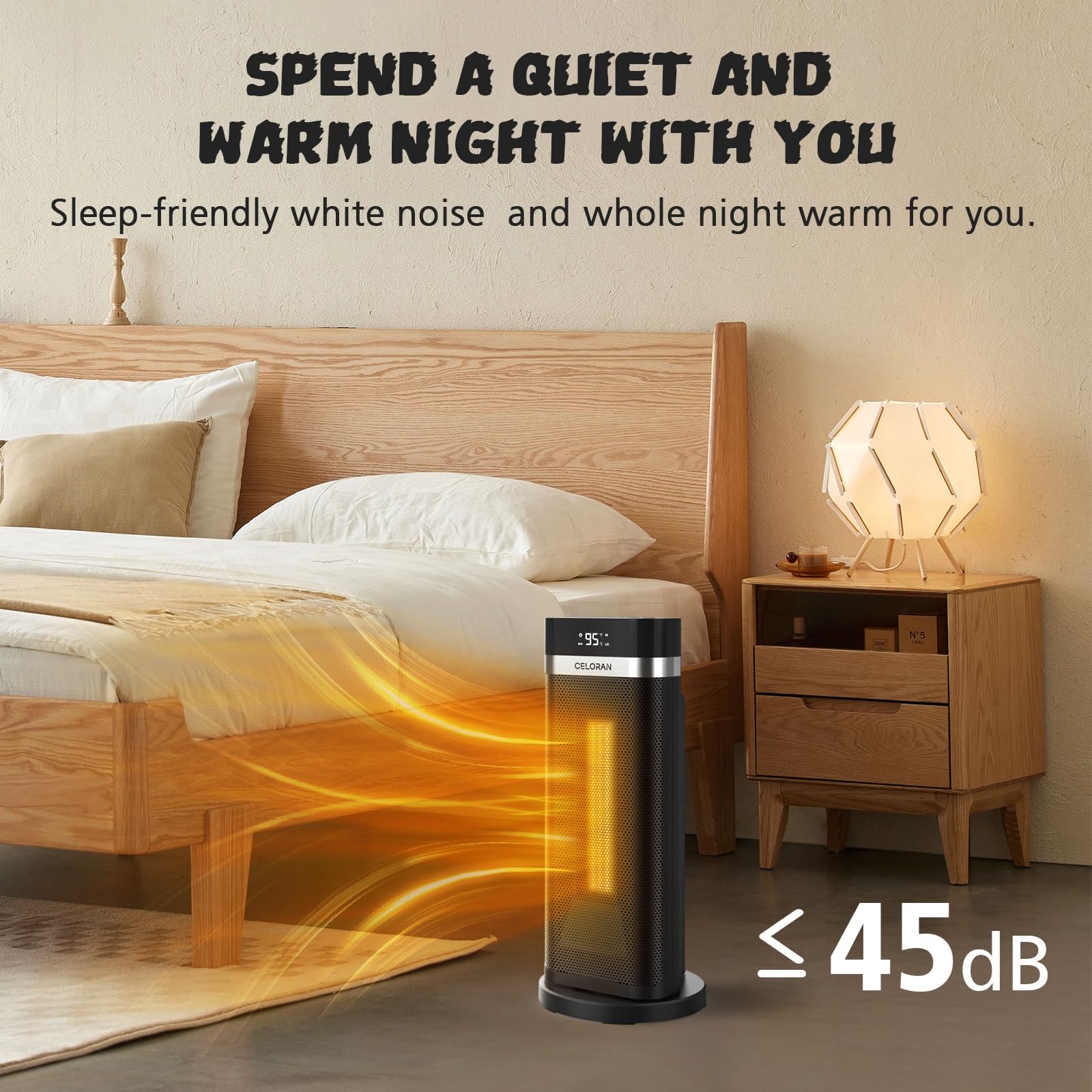 Celoran Space heater for indoor use, Portable Electric Heater for office, 1500W Fast PTC Ceramic Heating with Remote Control, 90° Oscillation, 12H Timer, Multiple Safety Protection,Home Bedroom