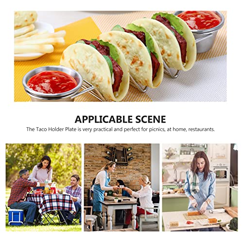 BESTonZON Taco Holder Stand with Salad Cups Stainless Steel Burritos Tortilla Cooling Stand Rack Taco Shell Holder Stand on Table Mexican Pancake Rack for Kitchen Restaurant