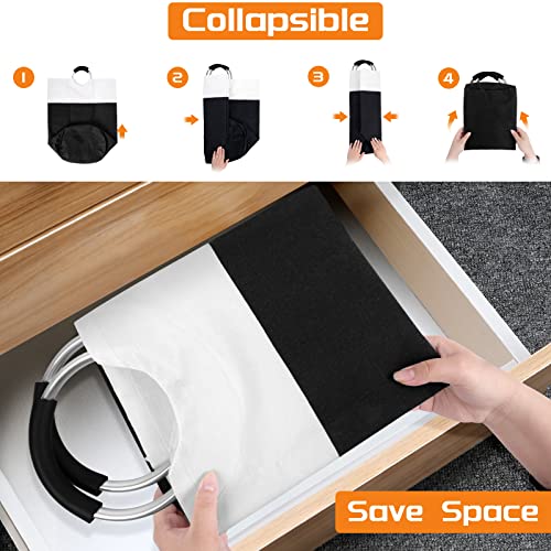 BlissTotes Laundry Basket, Laundry Hamper, Collapsible Laundry Baskets, Dirty Clothes Hamper, Waterproof with Foam Protected Aluminum Handles for College Dorm, Family 90L (Black)