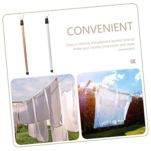 Cabilock 8 Pcs Metal Clothes Hangers Pull up Bar Outdoor Window Covers for Home Clothes Reaching Rods Extension Pole Hook Retractable Clothes Rod Clothes Fork Pole Clothes Reaching Pole CD
