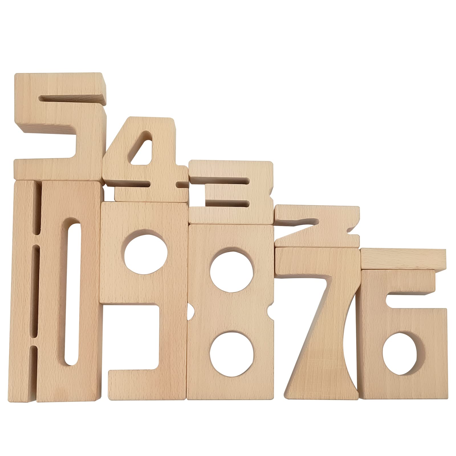LEQUMOC Number Blocks - Montessori Large Wooden Blocks Numbers 1-10, Learning Toys Toddlers, Preschool Learning Activities Montessori Wood Blocks Kids Ages 2-8 Boys and Girls