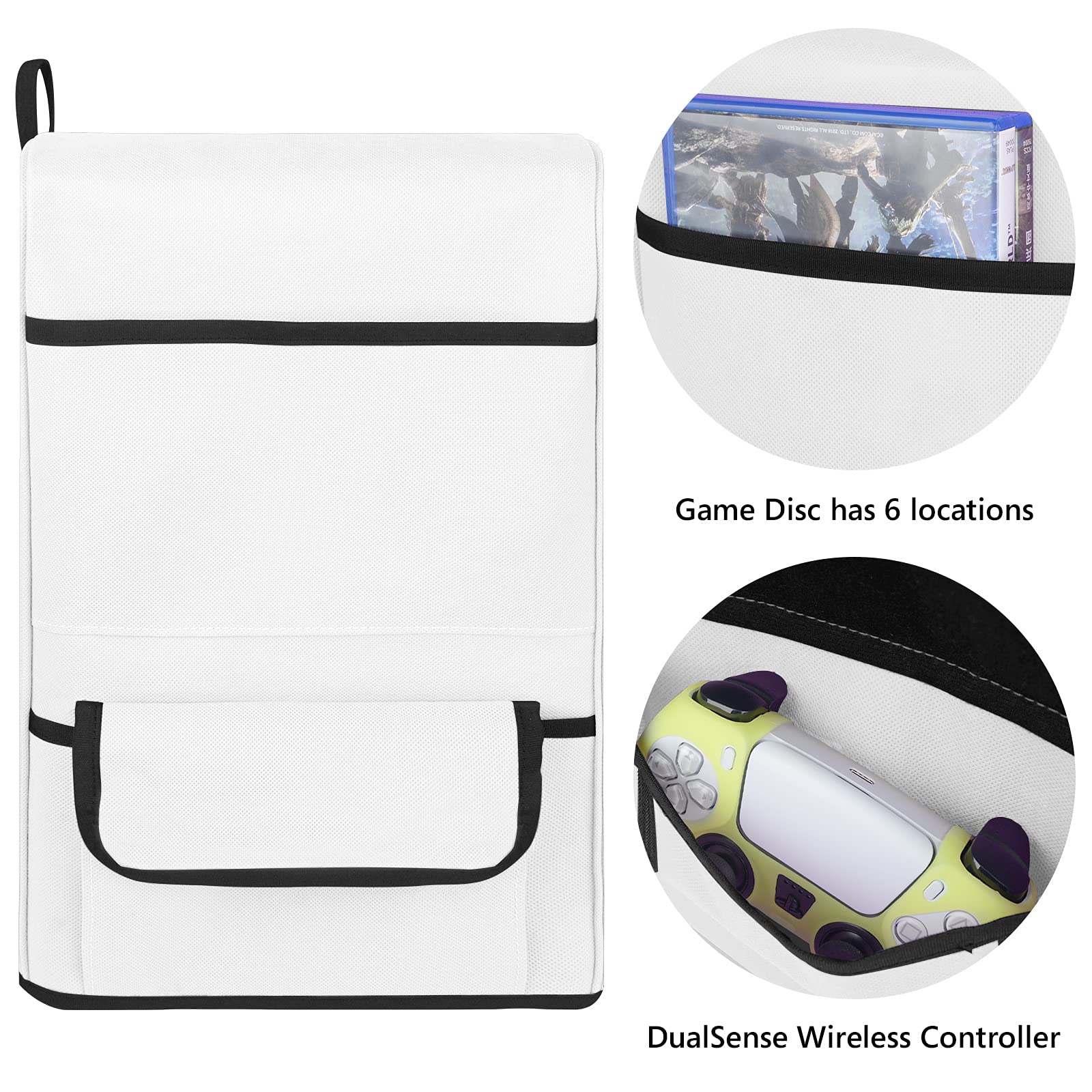 Linkidea PS5 Controller Storage Pocket Protective, Nylon Dust Cover for Game Console, Skin Cover Anti Scratch Protector Sleeve Compatible with Playstation 5 Console (White)