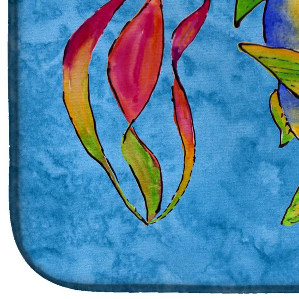 Caroline's Treasures 8713DDM Troical Fish and Seaweed on Blue Dish Drying Mat Absorbent Dish Drying Mat Pad for Kitchen Counter Dish Drainer Mat for Countertop, 14 x 21", Multicolor