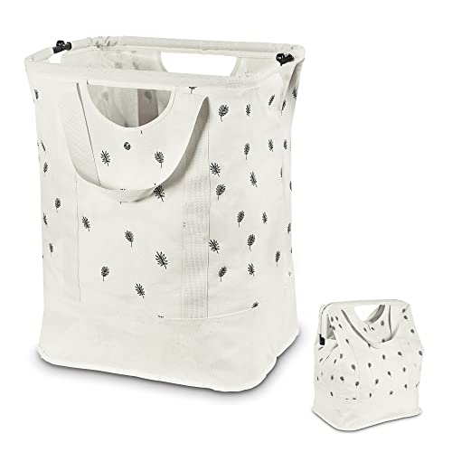 JOMOLA Collapsible Laundry Basket, 78L Large Foldable Laundry Hamper, Canvas Fabric Dirty Clothes Hamper for Laundry with Handles, Waterproof Laundry Baskets for Laundry, Dorm, Family (Beige)