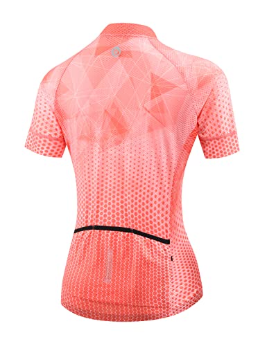 BALEAF Women's Cycling Bike Jersey Short Sleeve Breathable Bicycle Shirt 4 Rear Pockets UPF 50+ Orange M