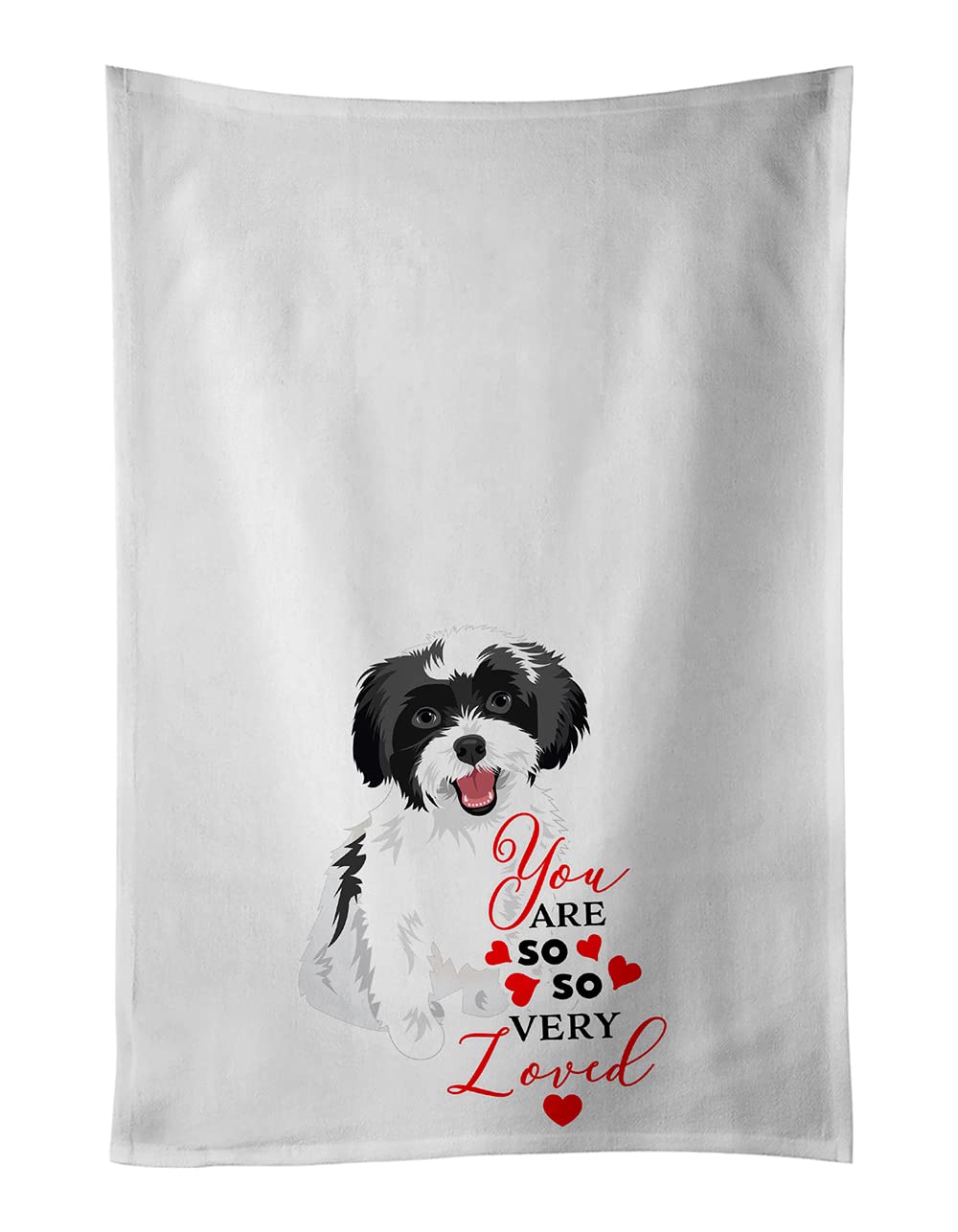 Caroline's Treasures WDK4035WTKT Shih-Tzu Black and White #3 so Loved White Kitchen Towel Set of 2 Dish Towels Decorative Bathroom Hand Towel for Hand, Face, Hair, Yoga, Tea, Dishcloth, 19 X 25, Whit