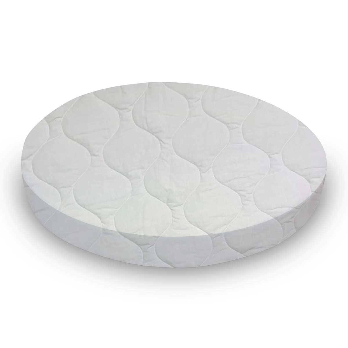 SheetWorld Quilted Fitted Round Crib Mattress Pad 42 x 42, Solid White, Made in USA