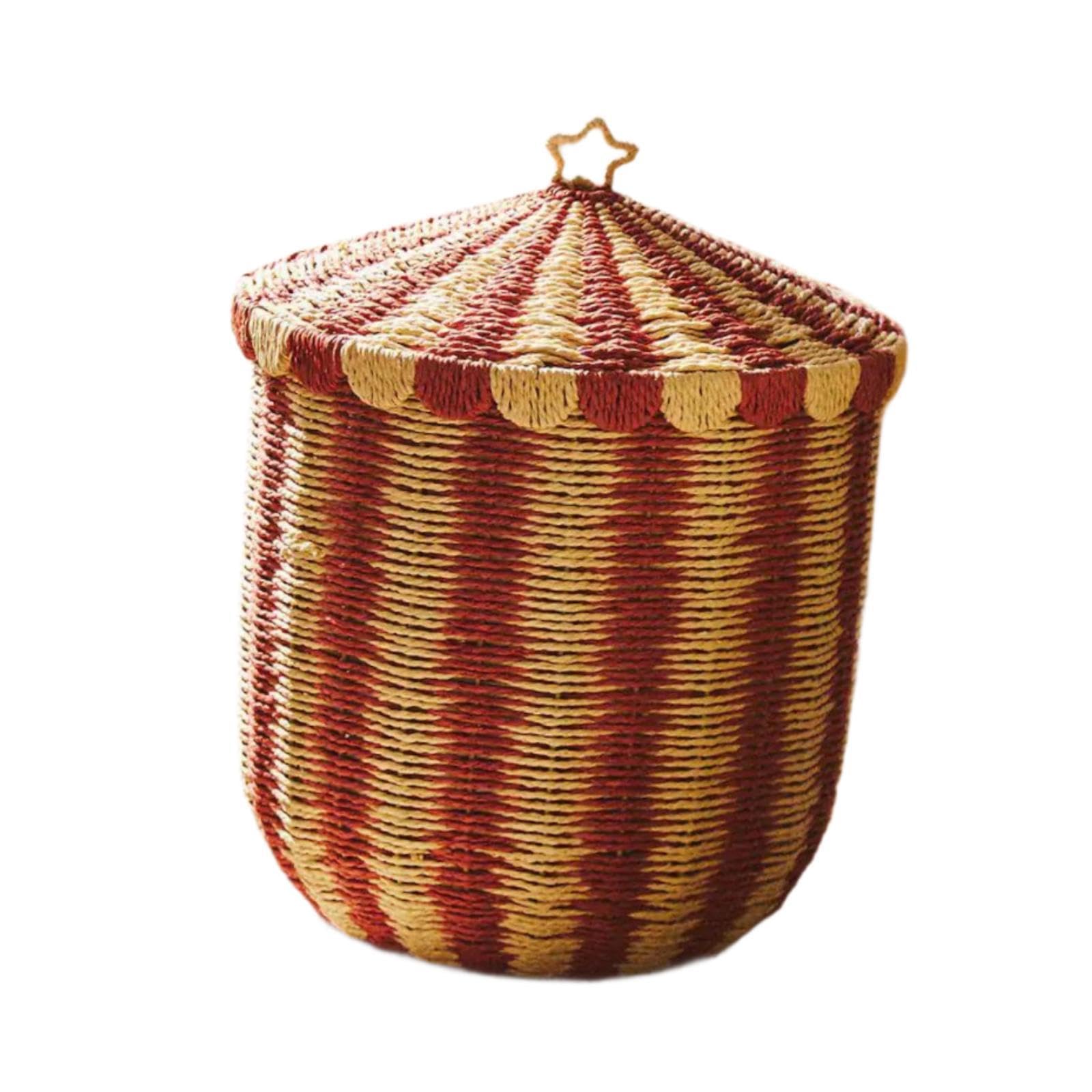 Bothyi Woven Storage Basket Laundry Basket Bin Storage Container Toys Organizer Sundries Organizer for Playroom Nursery Blanket Toys, 37cmx43cm