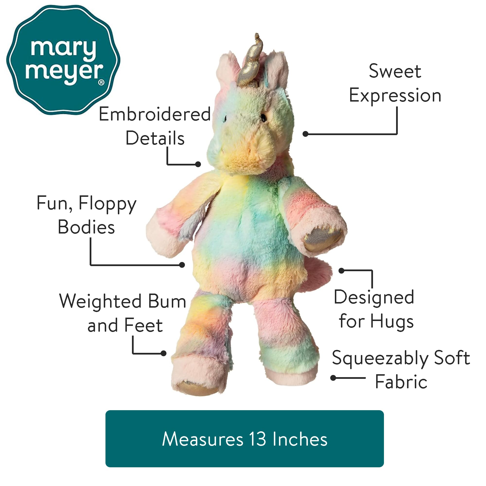 Mary Meyer Marshmallow Zoo Stuffed Animal Soft Toy, 13-Inches, Fro-Yo Unicorn