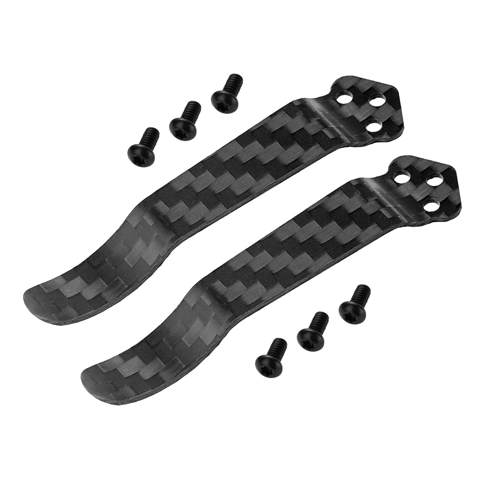 Qtcial 2 Pack Carbon Fiber Pocket Clip Fits For Spyderco PM2 Manix Delica,C81, C149, C11, C10, C41, C223, C101, C95, C90 And More, Premium Custom-made Pocket Clip with 6 Pieces Screws, Black