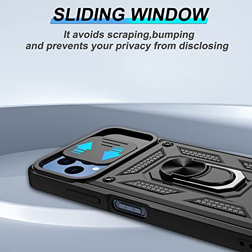 For T-Mobile REVVL 6 5G Case with HD Screen Protector, 360° Rotation Ring Kickstand [Military Grade] Protective Case for T-Mobile REVVL 6 5G,Black