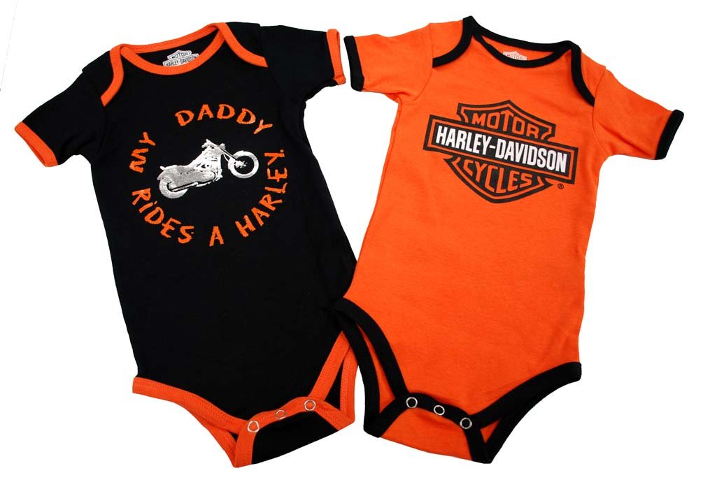 Harley-Davidson Baby Boys' Daddy Rides A Harley Creeper 2-Pack 1153042 (18M) Orange