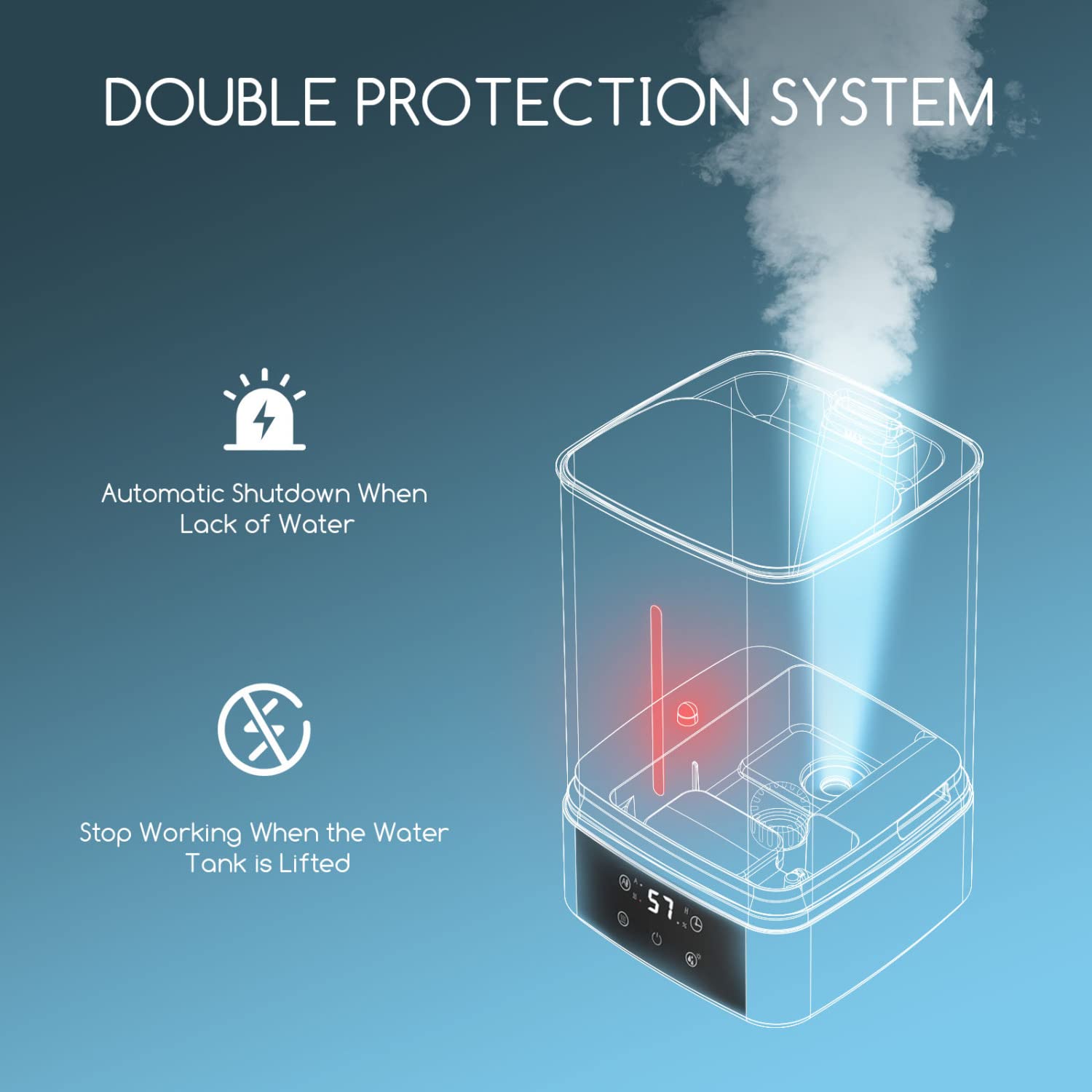 Humidifiers for Bedroom Warm and Cool Mist 5L Top Fill Water Tank Lasts Up to 30 Hours
