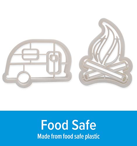 Camco 53369 Life Is Better at the Campsite Cookie Cutters - Perfect for Making Decorative Cookies - Includes (1) Campfire and (1) RV Cookie Cutter , White