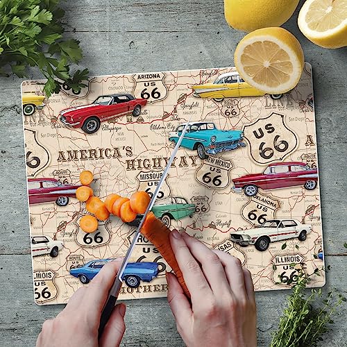 CounterArt Route 66 Map 3mm Heat Tolerant Tempered Glass Cutting Board 10β x 8β Manufactured in the USA Dishwasher Safe