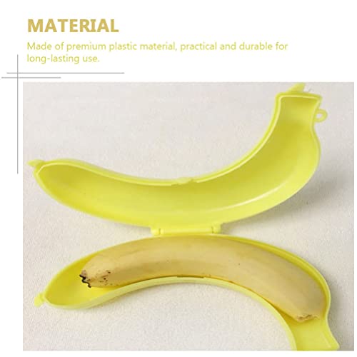 Cabilock Plastic 4Pcs Banana Saver Cute Banana Case Outdoor Lunch Fruit Storage Box- Suitable for Cchool Office Picnic and Travel Yellow Banana Storage Box