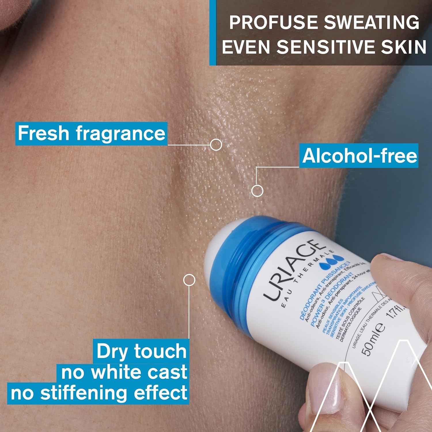 URIAGE Power 3 Clinical Strength Antiperspirant Deodorant | Long-Lasting, Fresh Scent for Sensitive Skin | 24-Hour Protection.
