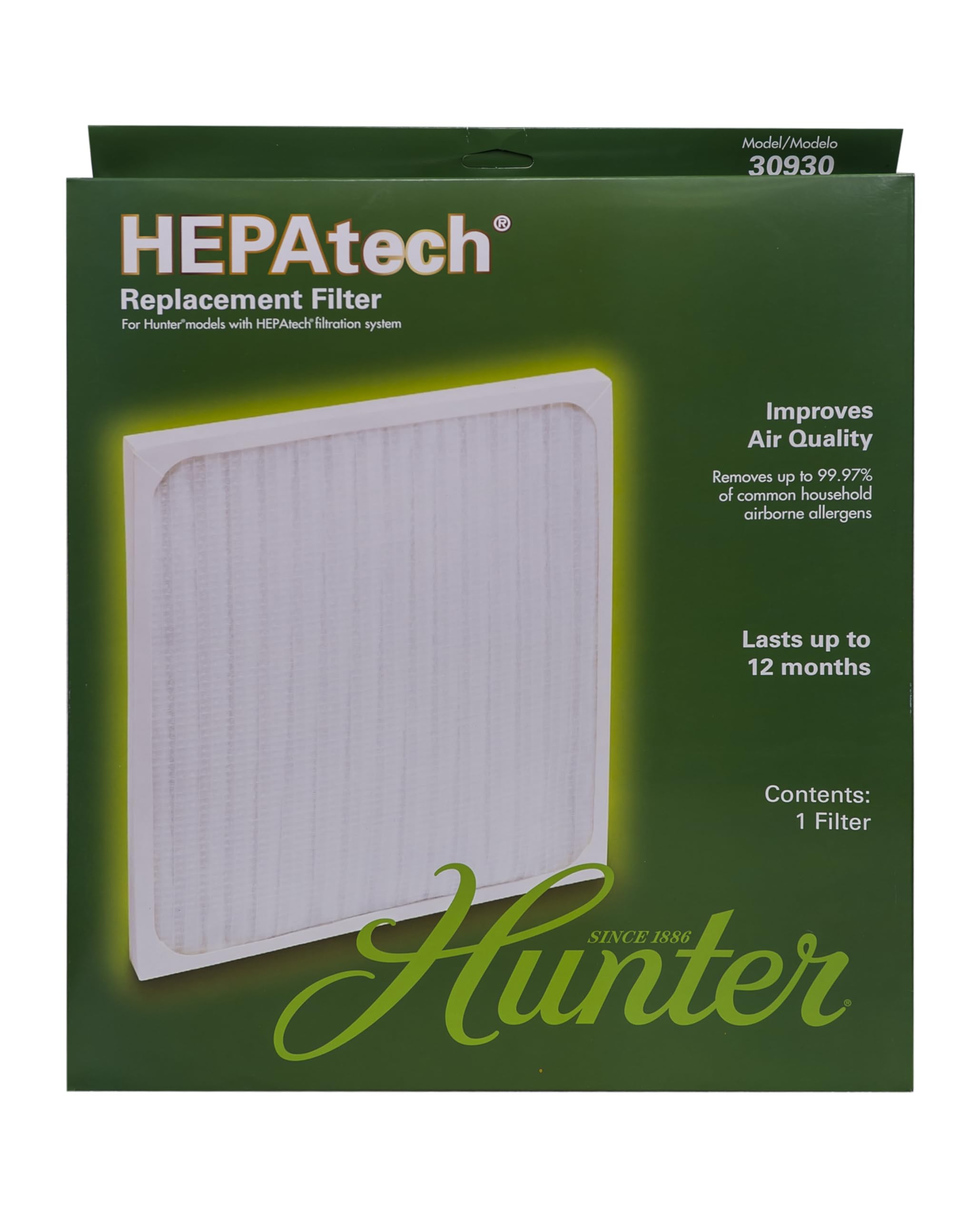 Hunter 30930 Air Purifier Filter for Models 30200, 30250, 30253, 30255, 30350, 30374, 30375, 30377, 30380, 30695, 37255, 37375
