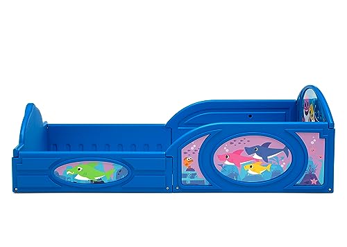 Baby Shark Plastic Sleep and Play Plastic Toddler Bed + Baby Shark Table and Chair Set by Delta Children (Bundle)