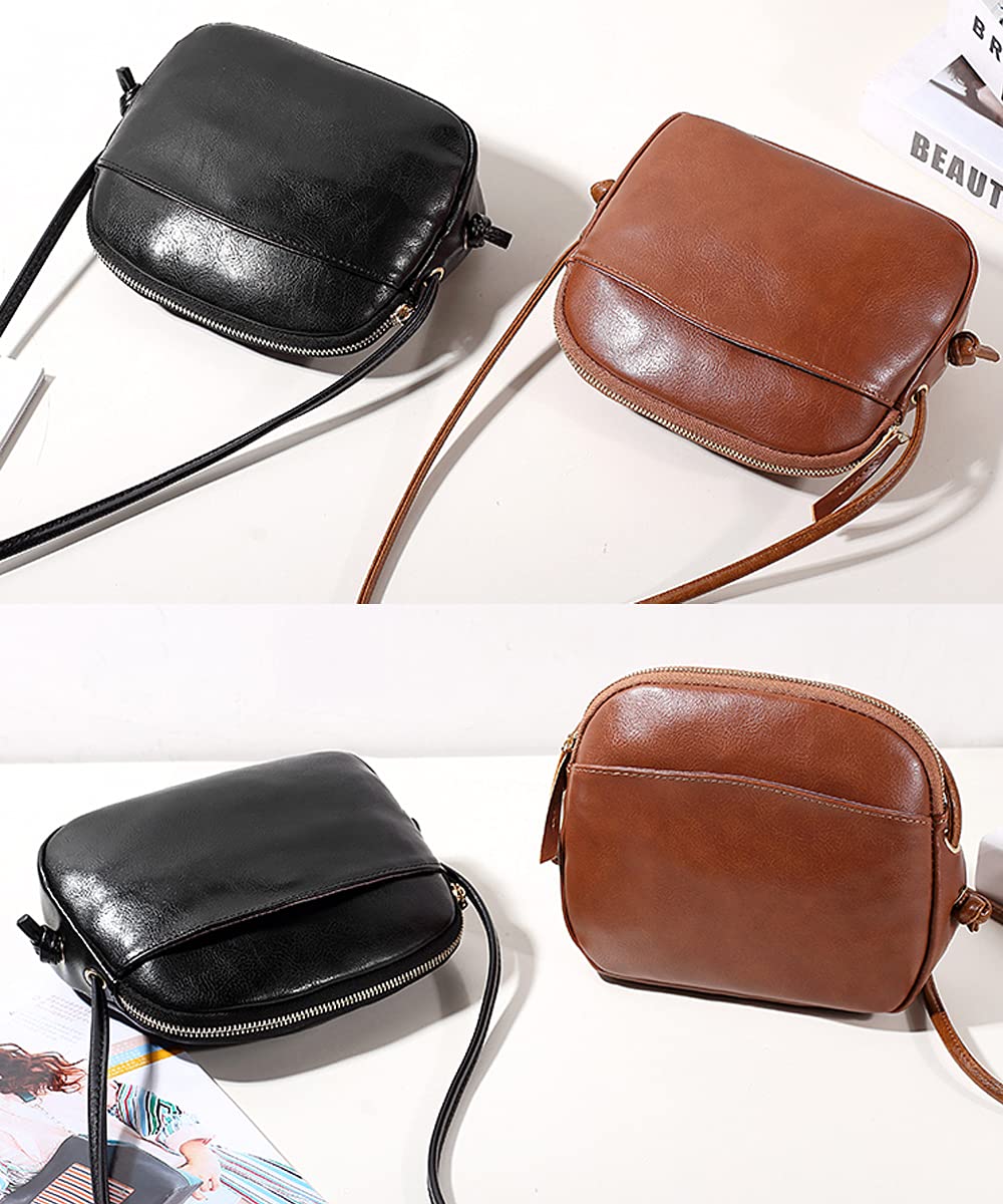 natyrlpog Crossbody Bag for Women Small, Cute PU Leather MINI Shoulder Purses, Fashion Messenger Phone Bag (black)