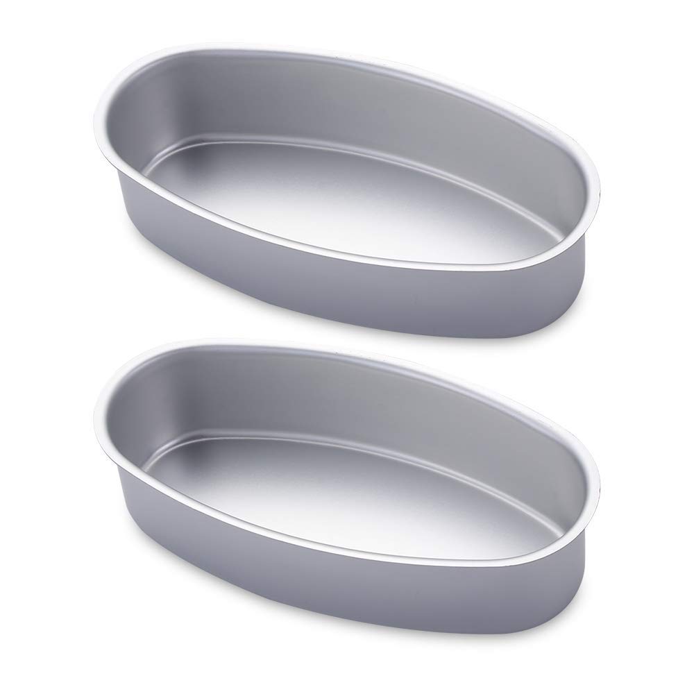 beyonday 2pcs Oval Cheesecake Pans-8.74x4.4x2.16inch, Aluminum Alloy Baking Bread Mold for Meatloaf Hotdog Sandwich, Toast Loaf Pans Cake Mold for Birthday Party Wedding Anniversary