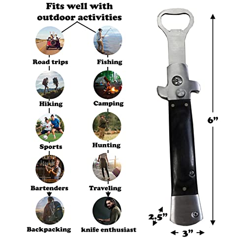 Caliber Gourmet Switchblade Bottle Opener for Beer Soda Bartender Supplies Tailgate party parties -Black