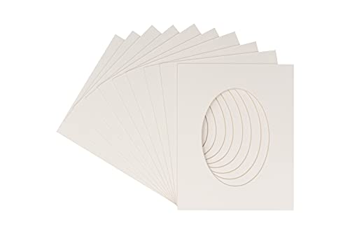 CountryArtHouse Textured White Acid Free 8x10 Oval Picture Frame Mat with White Core Bevel Cut for 5x7 Pictures - Fits 8x10 Frame - Pack of 1 Matboard