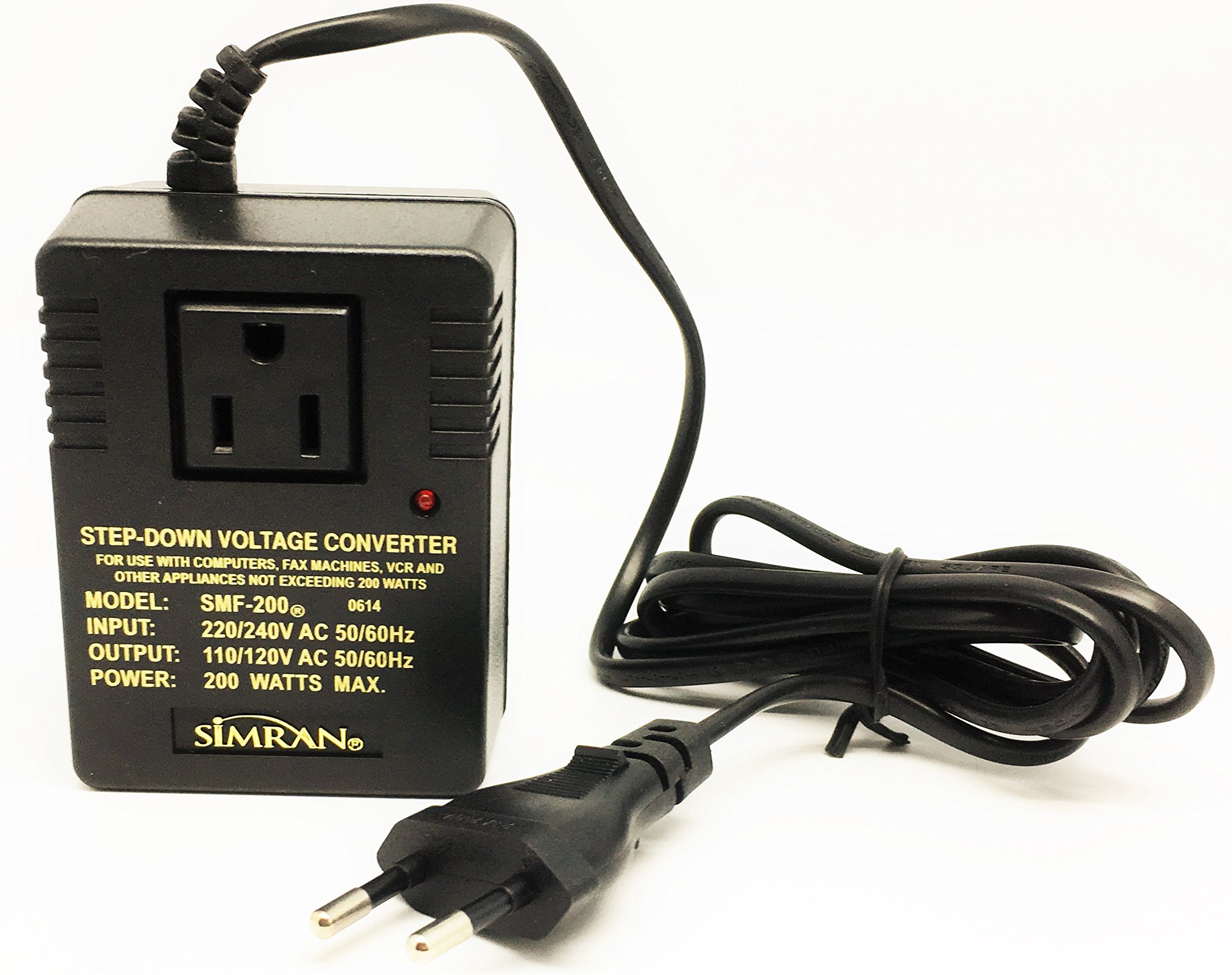 Simran SMF-200 Deluxe 200 Watts Step Down Voltage Converter for International Travel to AC 220V/240V Countries, Ideal for Laptops, Cameras, iPhones, BlackBerry, iPods etc