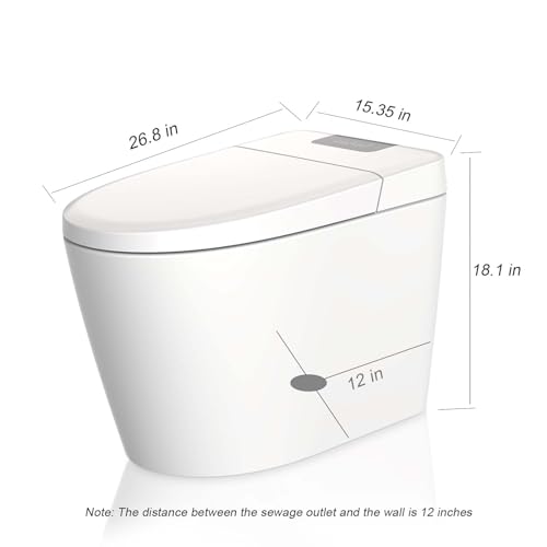 Auto Open/Close Lid Smart Toilet Bidet with Built-in Tank, Auto Flush & Wash, Elongated Heated Seat, Adjustable Water Temperature, and LED Light (1.28GPF)