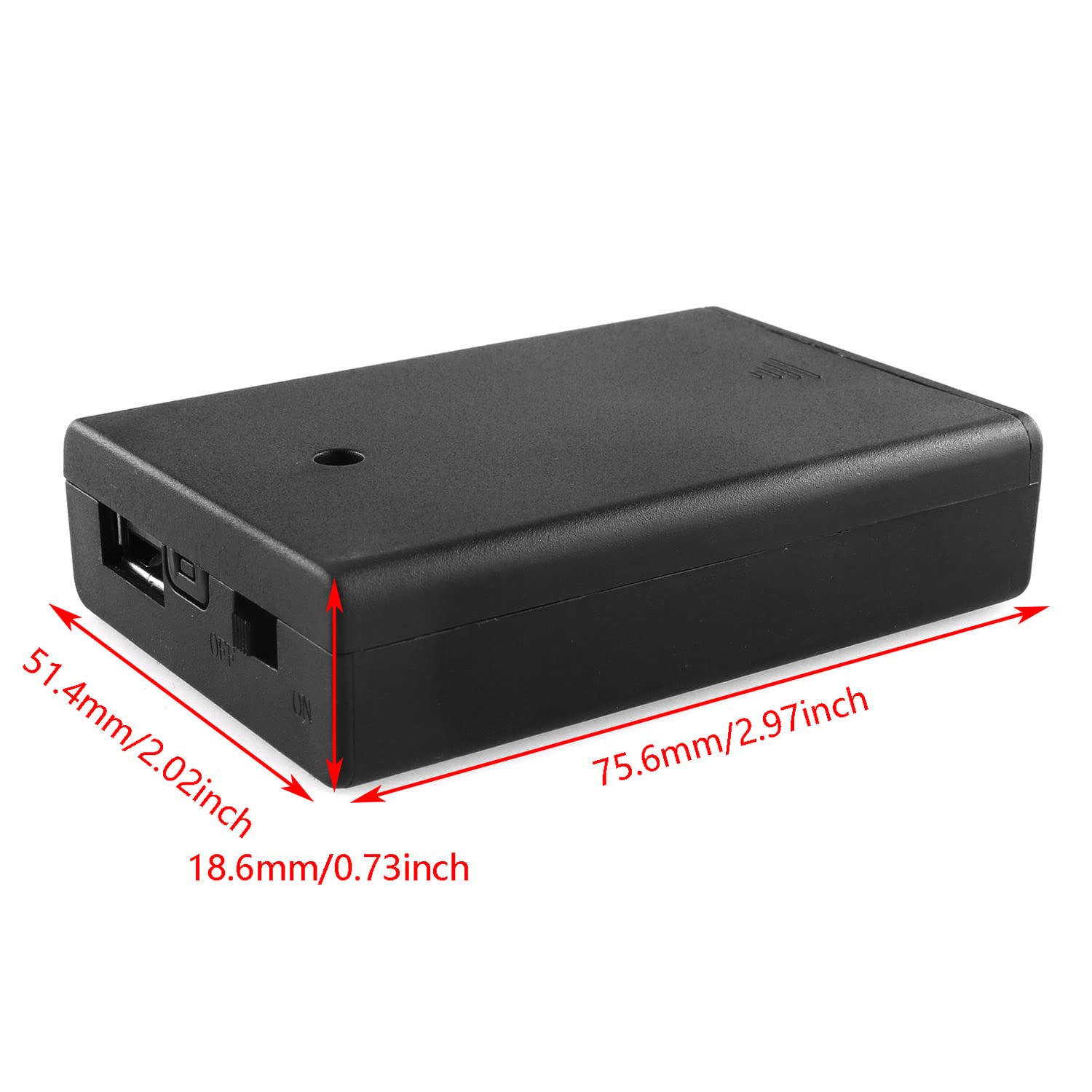 DGZZI Battery Case 3 AA Battery Box Holder with ON-Off Switch and USB Female Socket Black