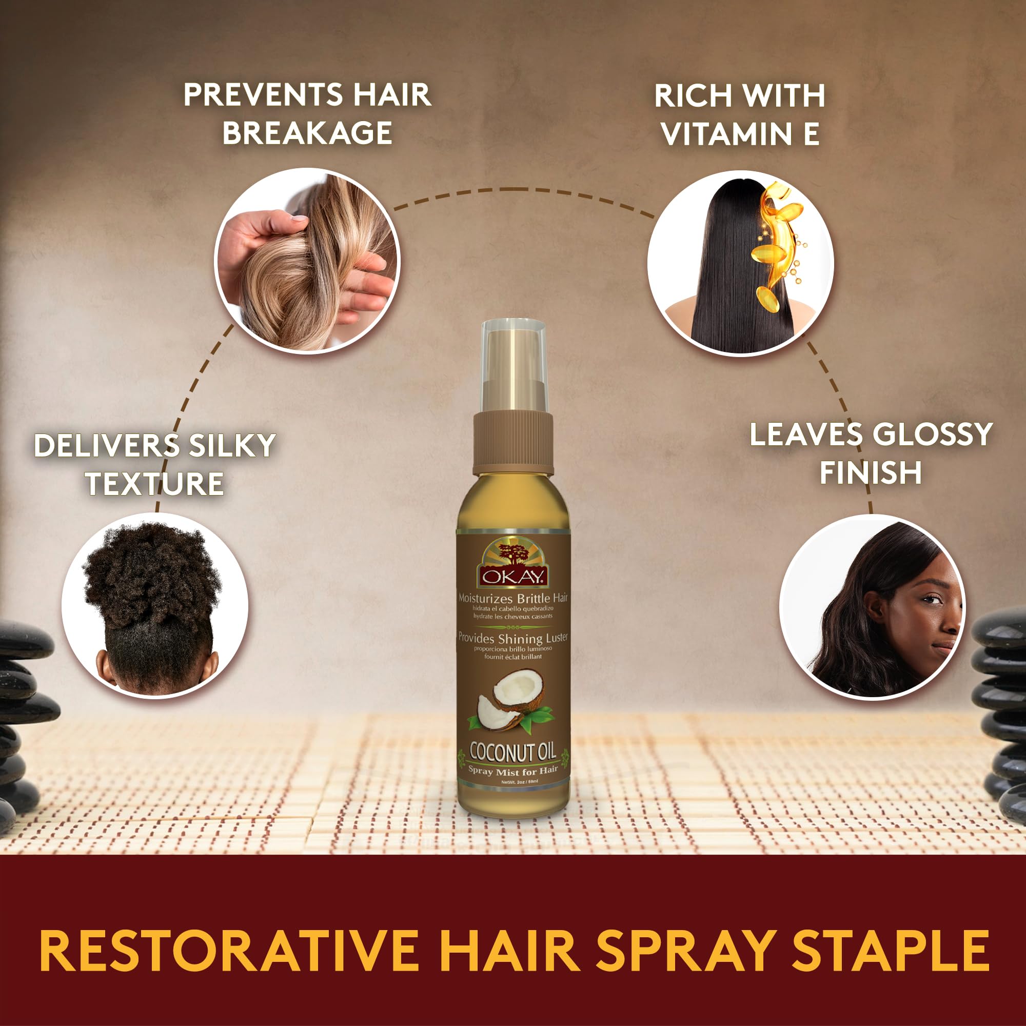 OKAY MIST HAIR SPRAY with COCONUT OIL 2oz / 59ml