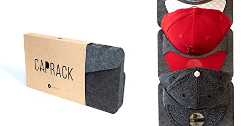 CT Design CapRack, The Original Fitted Cap Display, No Assembly Required Snapback Baseball Hat Organizer and Storage Solution, Lightweight Hat Rack for Flat Billed Caps. Dark Grey