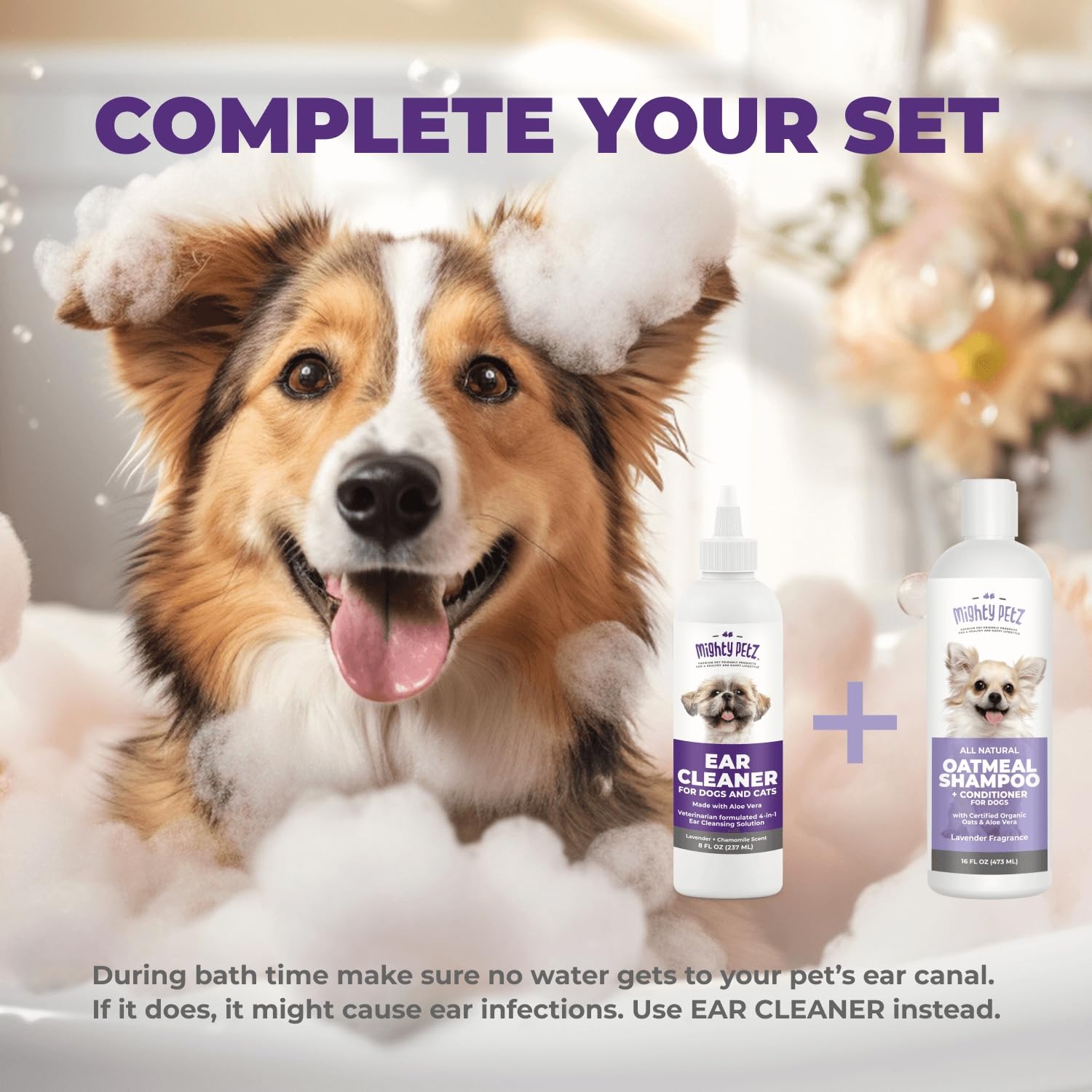 Mighty Petz Dog Ear Cleaner β Pet Ear Wash to Support Itchy, Infection Prone Ears, Yeast and Wax. Advanced & Gentle Otic Cleaning Solution. Ear Drops for Dogs and Cats - 8 oz